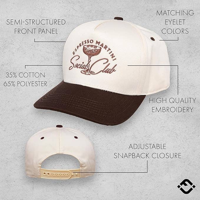 Two Tone Baseball Cap - Espresso Martini Social Club - Beige/Brown ...