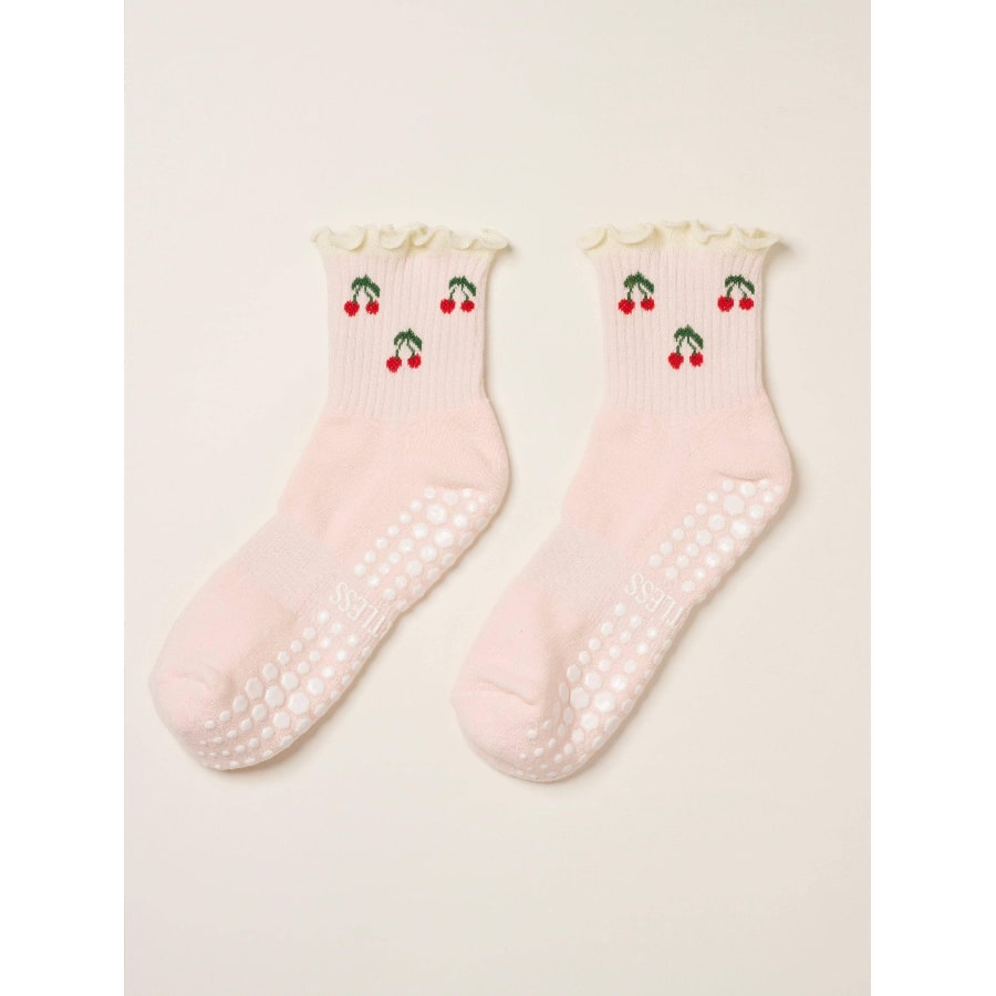 Cherry Ruffle Pilates Grip Sock [Baby Pink] – the fig tree